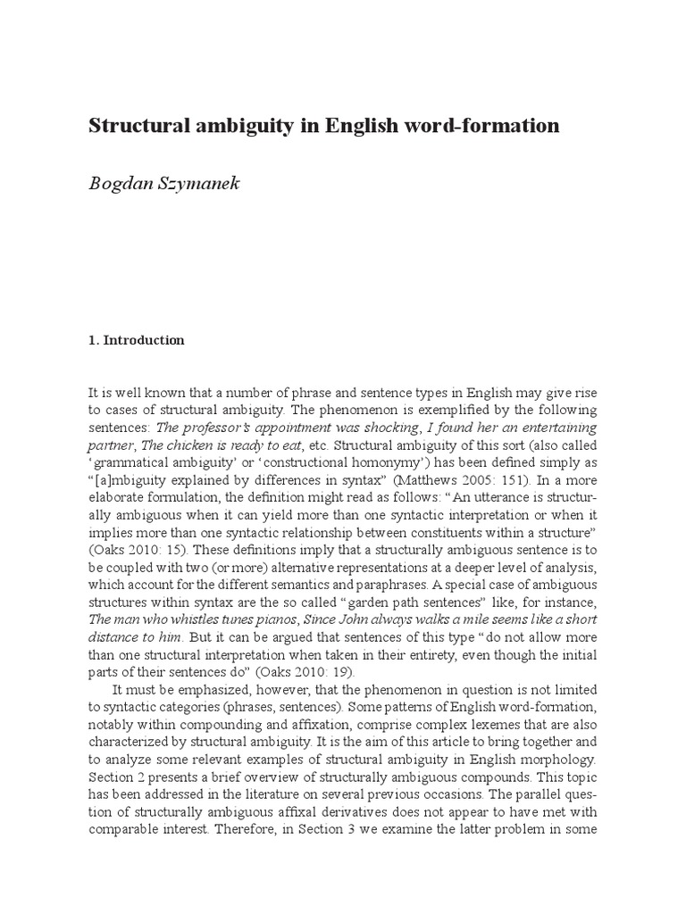 Structural Ambiguity of English | PDF | Morphology (Linguistics) | Phrase
