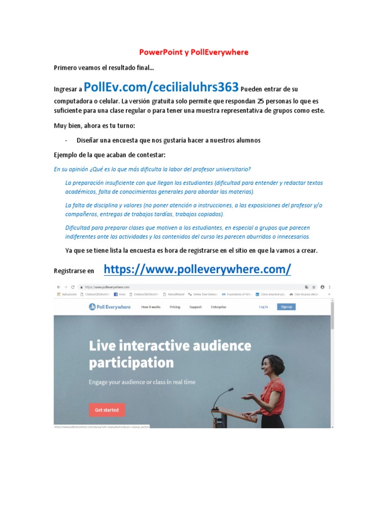 Tutorial PollEverywhere | PDF | Microsoft PowerPoint | Informática y tecnología de la información