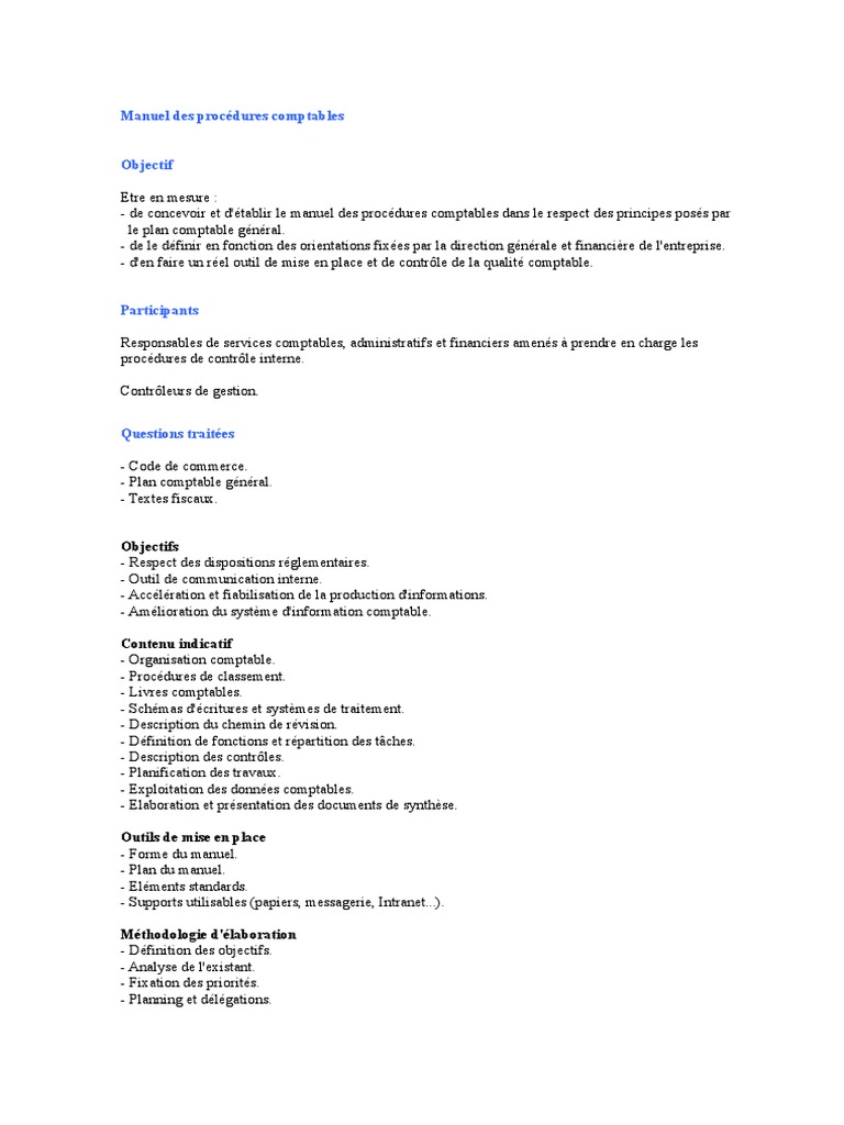 Manuel Des Procédures Comptable | PDF | Affaires | Ordinateurs