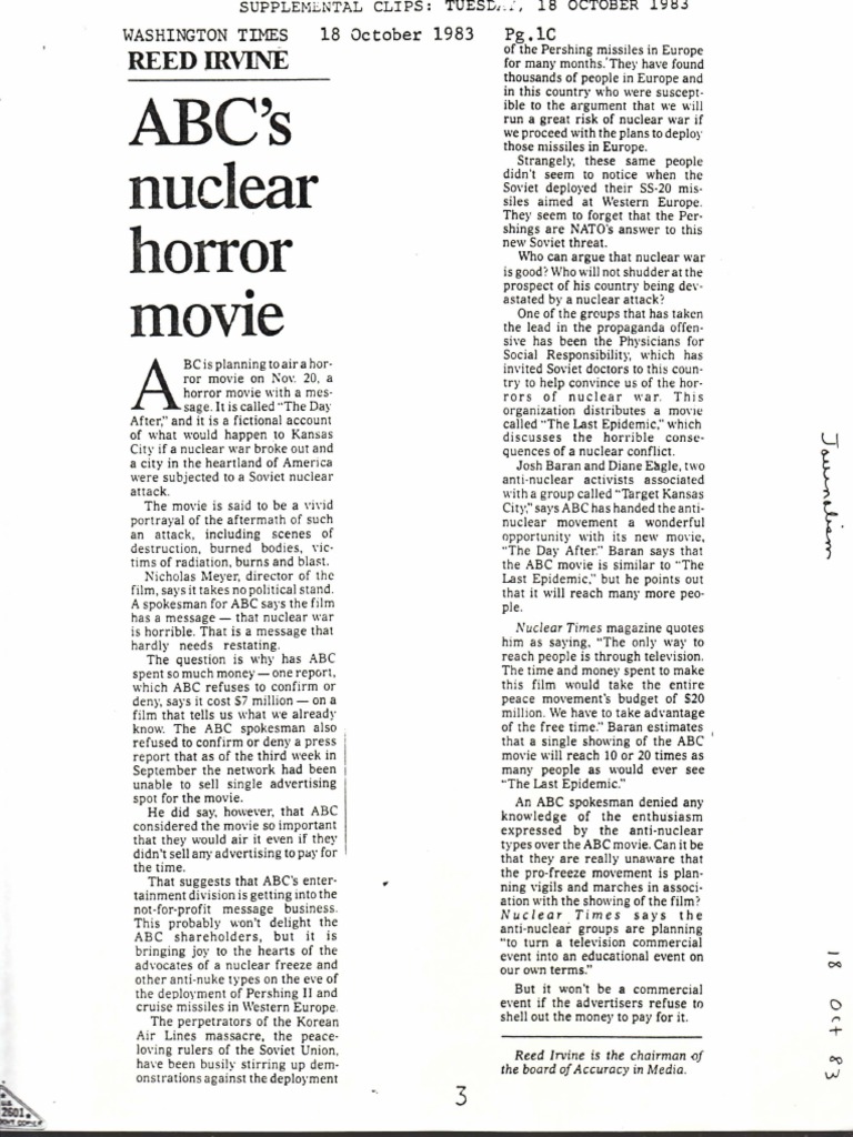 Reed Irvine Op-Ed | PDF | International Security | International Relations