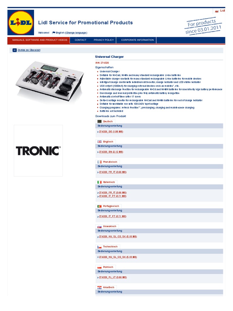 Ladegerät Tronic | PDF | Battery Charger | Rechargeable Battery