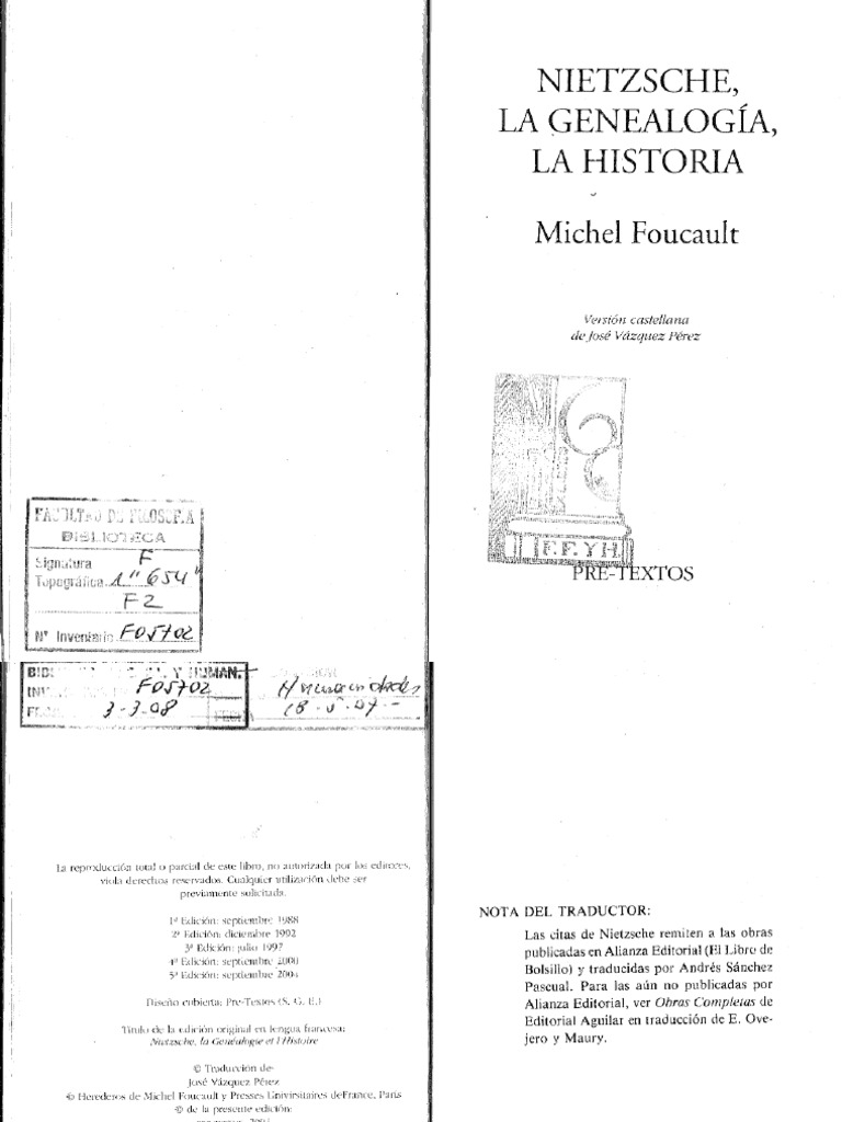 Foucault - Nietzsche, La Genealogía, La Historia | PDF