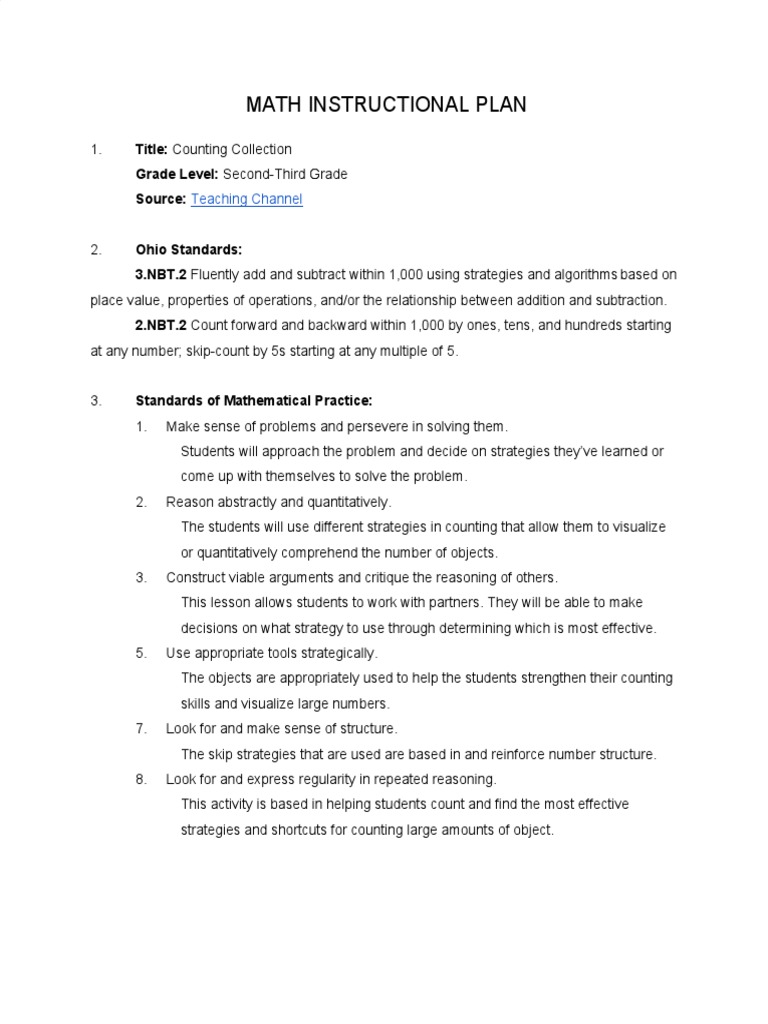 Math Lesson Plan | PDF | Pedagogy | Behavior Modification