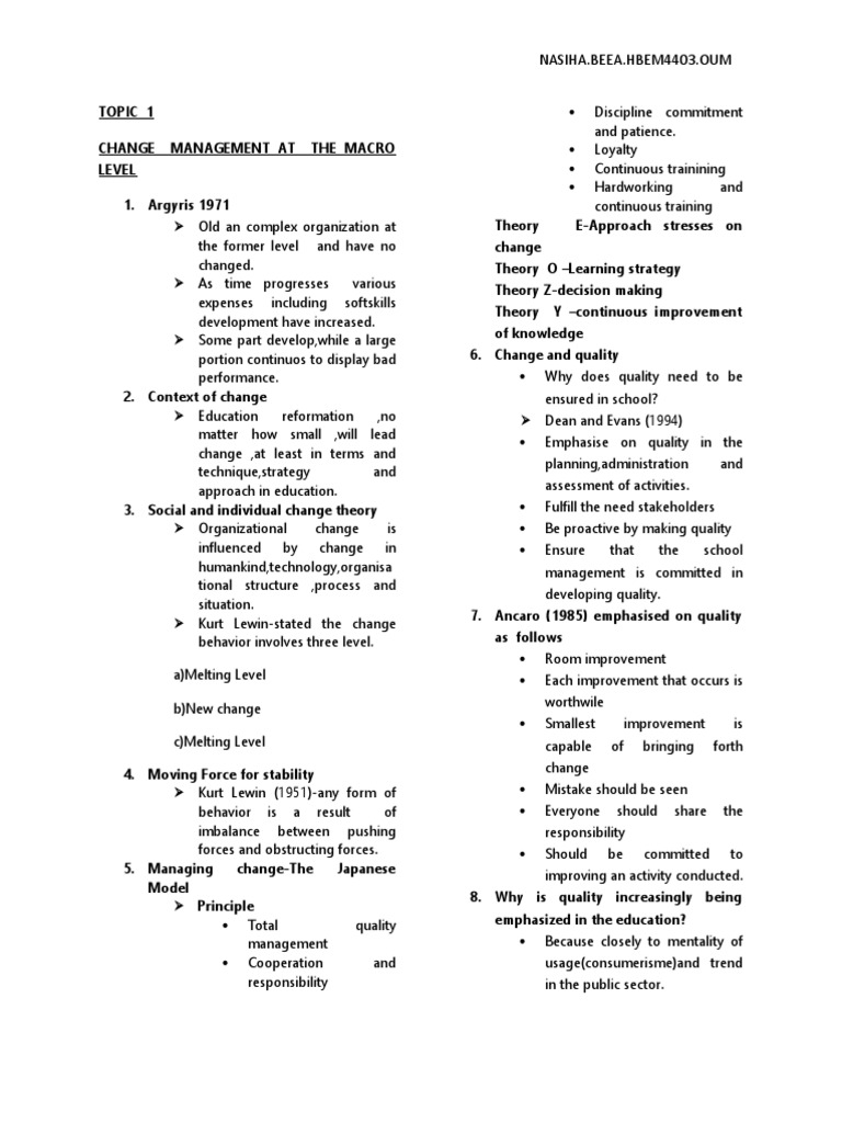 Managing Change at the Macro Level: Theories, Approaches, and Practices ...