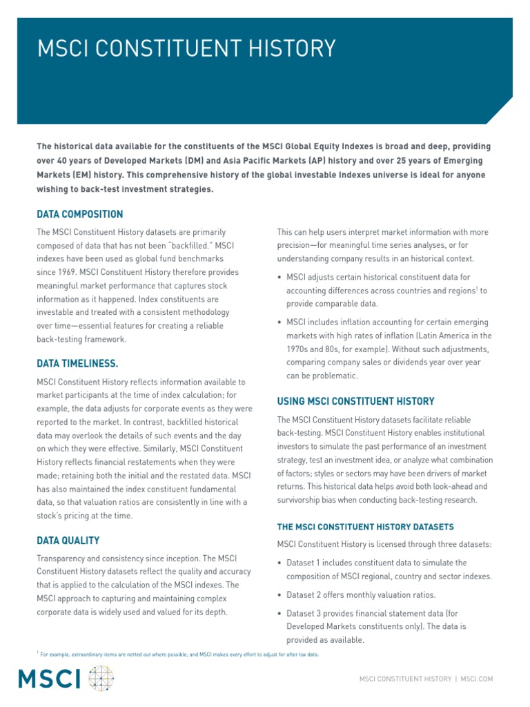 MSCI Constituent History FactSheet 240315 | PDF | Valuation (Finance ...