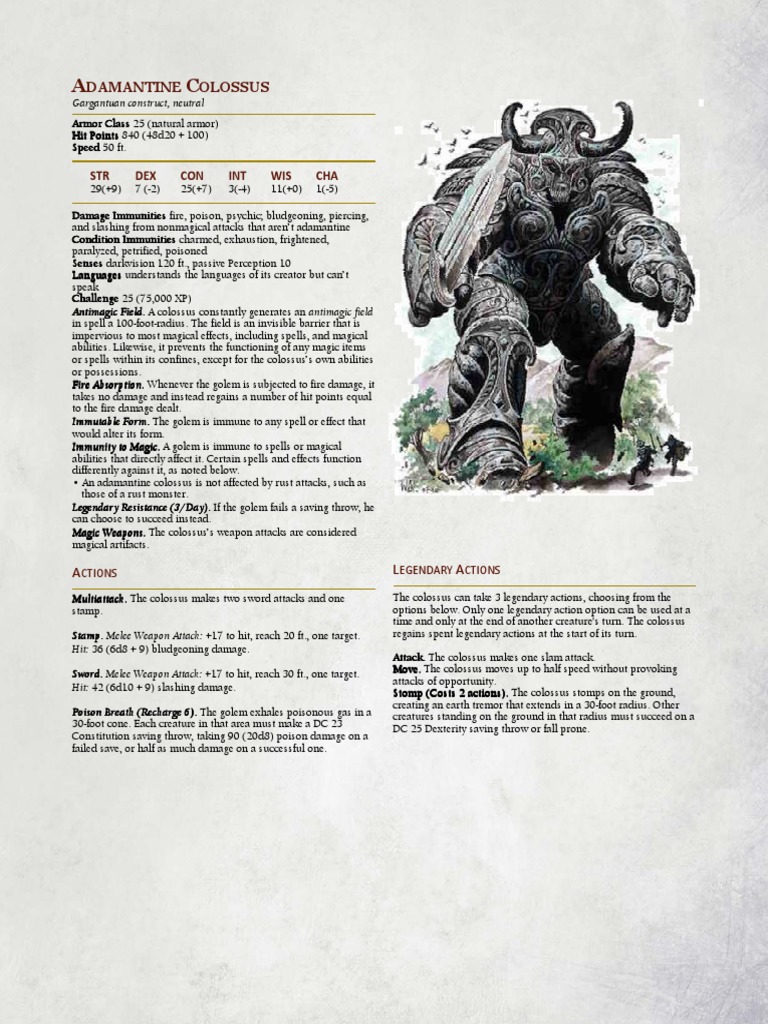 5e Adamantine Colossus | Entertainment | Fantasy | Free 30-day Trial ...