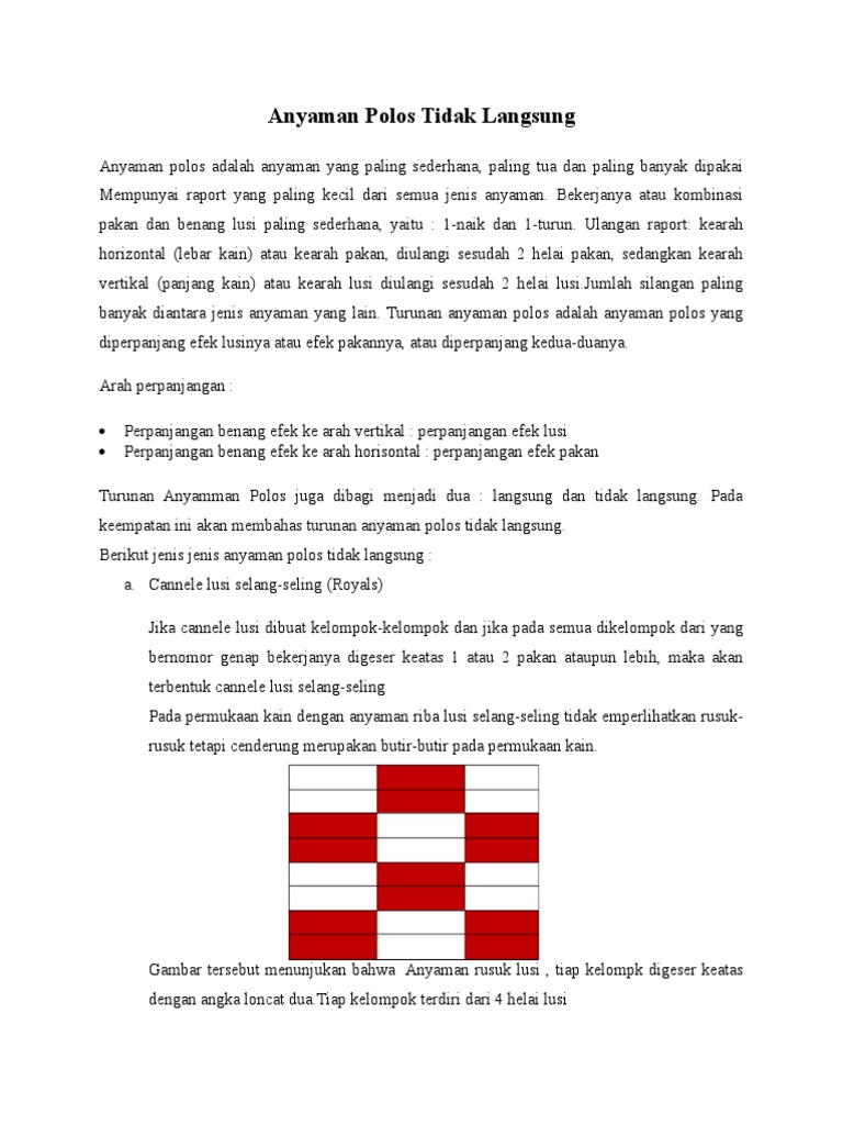 Anyaman Polos Tidak Langsung | PDF