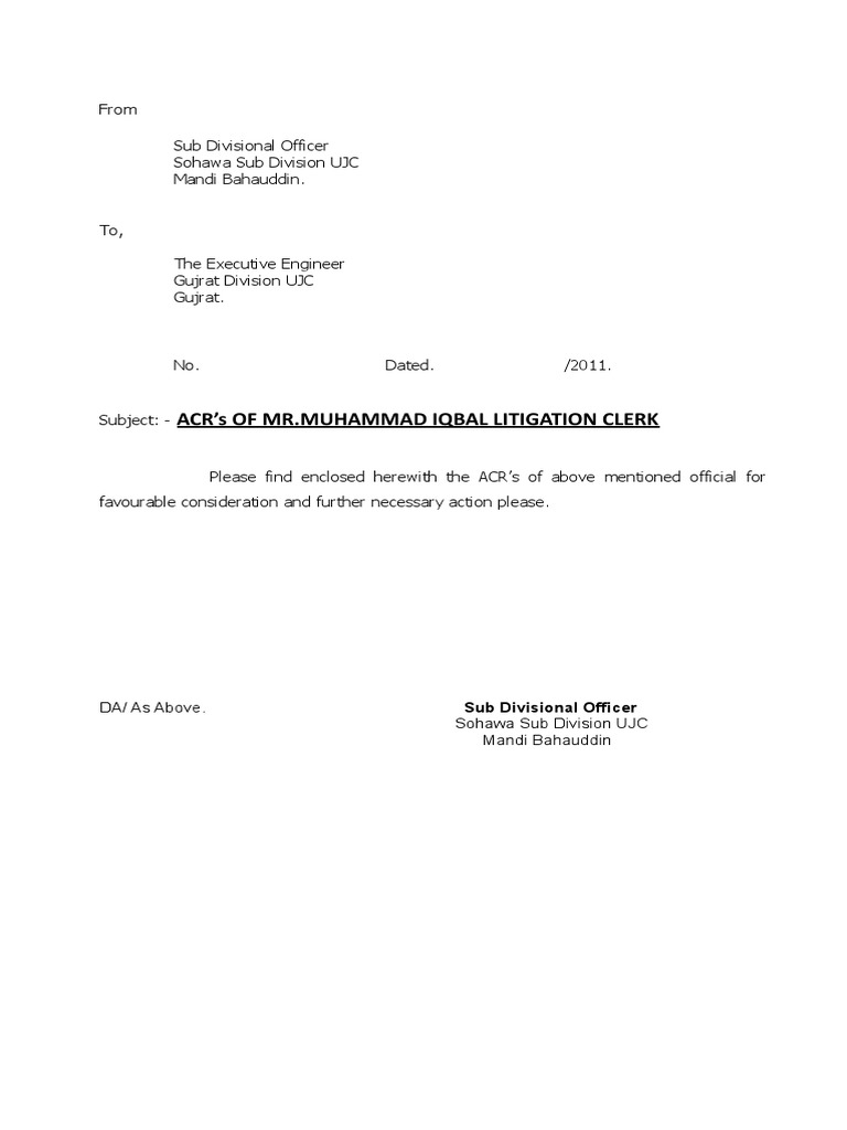 Forwarding Letter ACR | PDF
