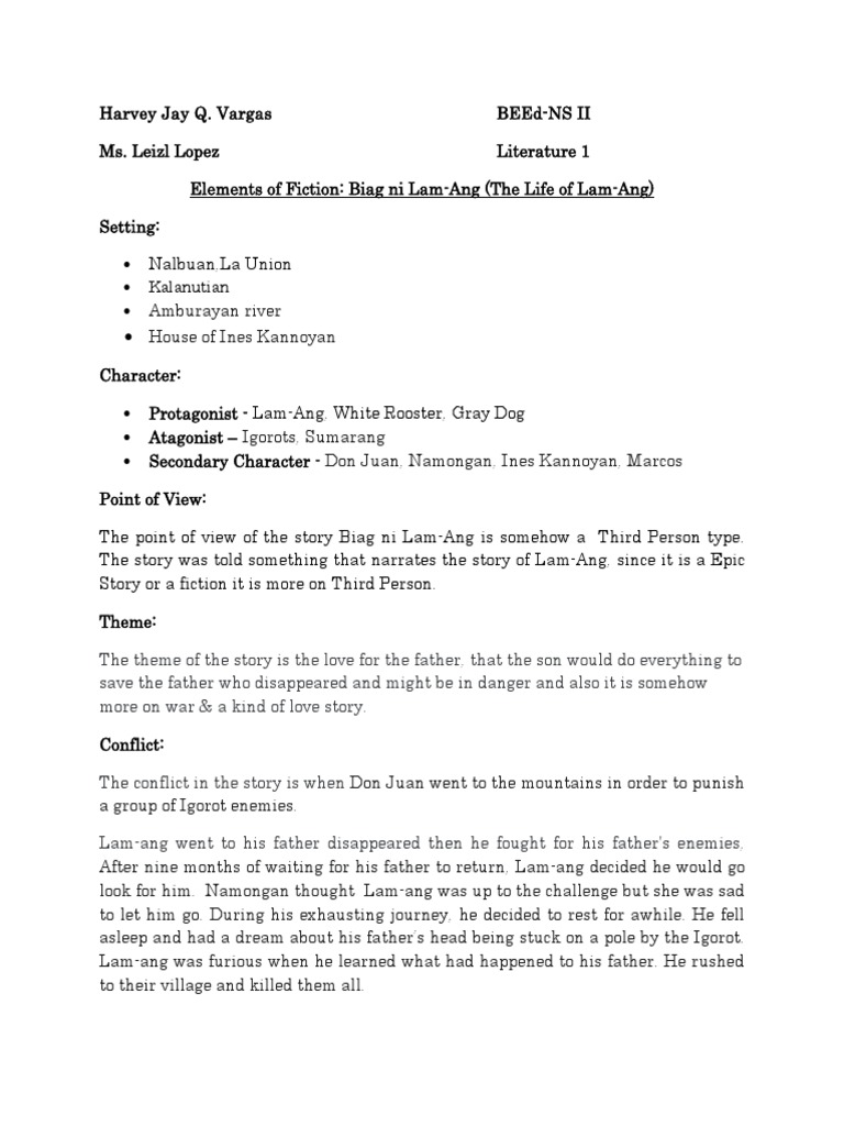 Elements of Lam-Ang | PDF | General Fiction