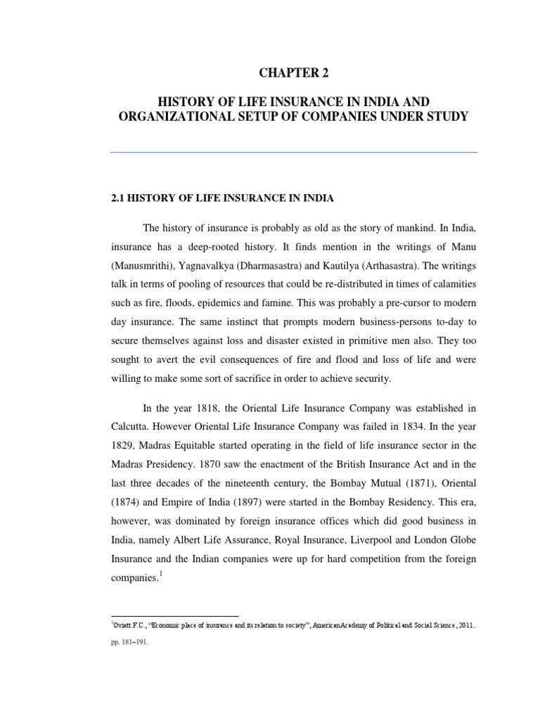 Brief Study On History and Development of Insurance in India | PDF ...