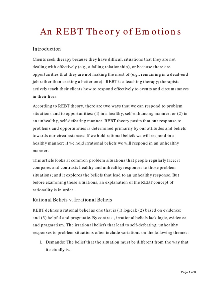 Understanding REBT Emotions and Responses | PDF | Rational Emotive ...