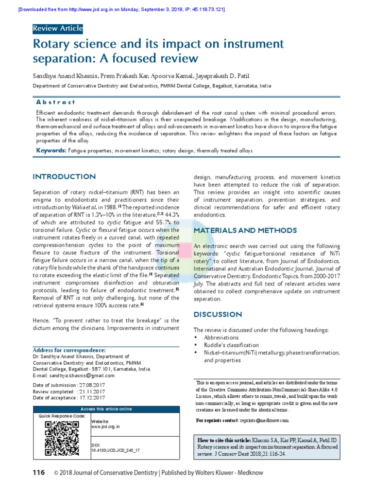 Rotary Science and Its Impact On Instrument | PDF | Shape Memory Alloy ...