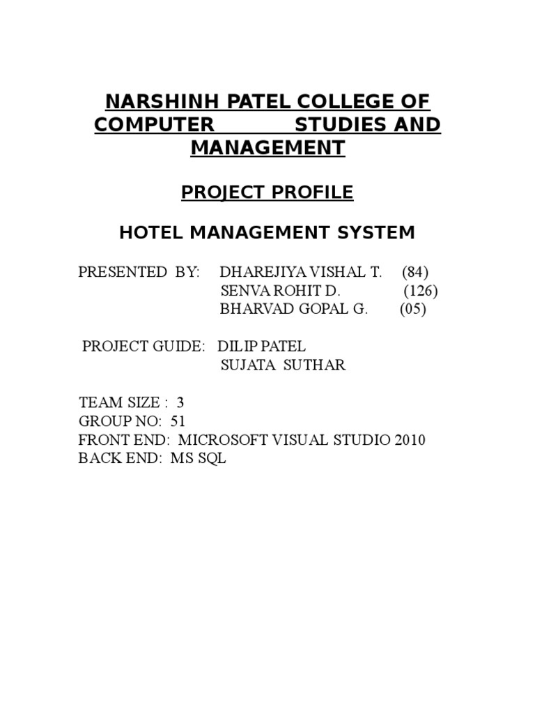 Hotel Management System | PDF | Data Type | Information Technology ...