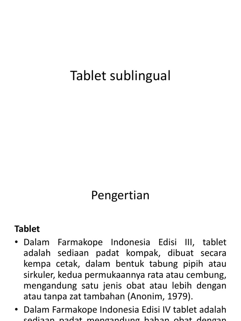 Definisi dan Keuntungan Tablet Sublingual | PDF | Pengembangan Diri ...