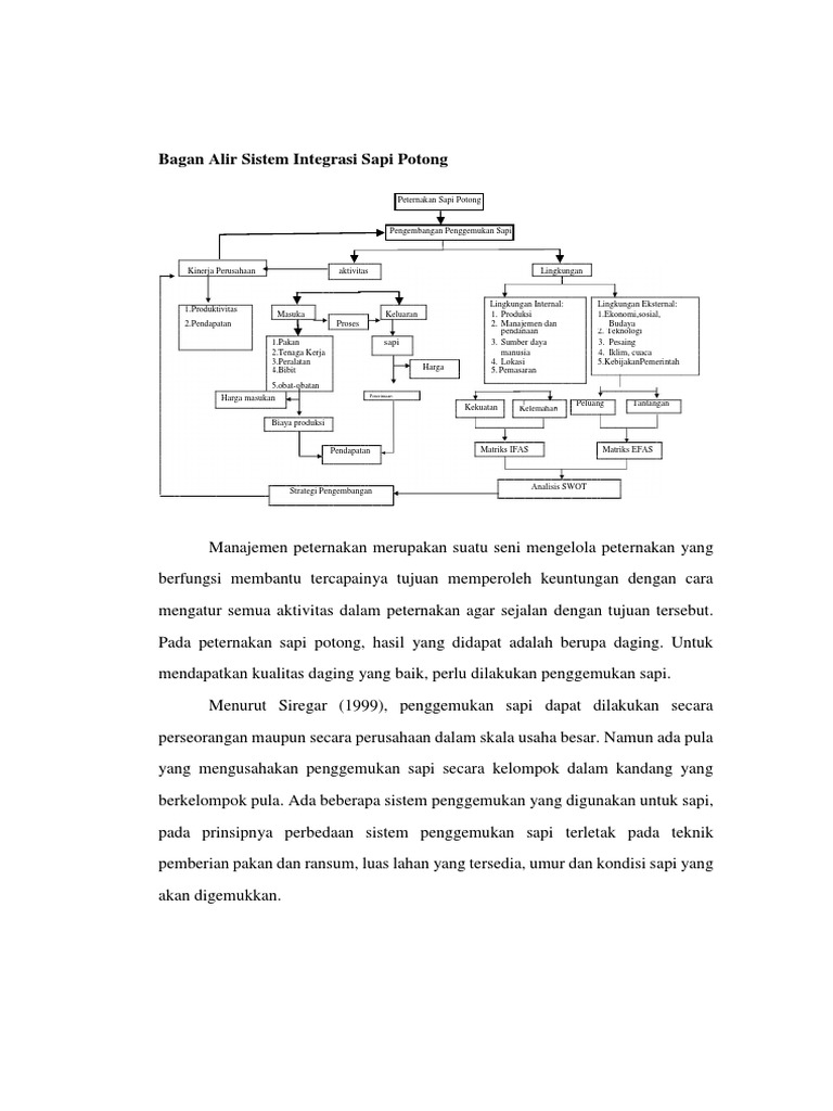 Rangkuman Bagan Alir Sistem Integrasi Sapi Potong Dan Sumberdaya | PDF