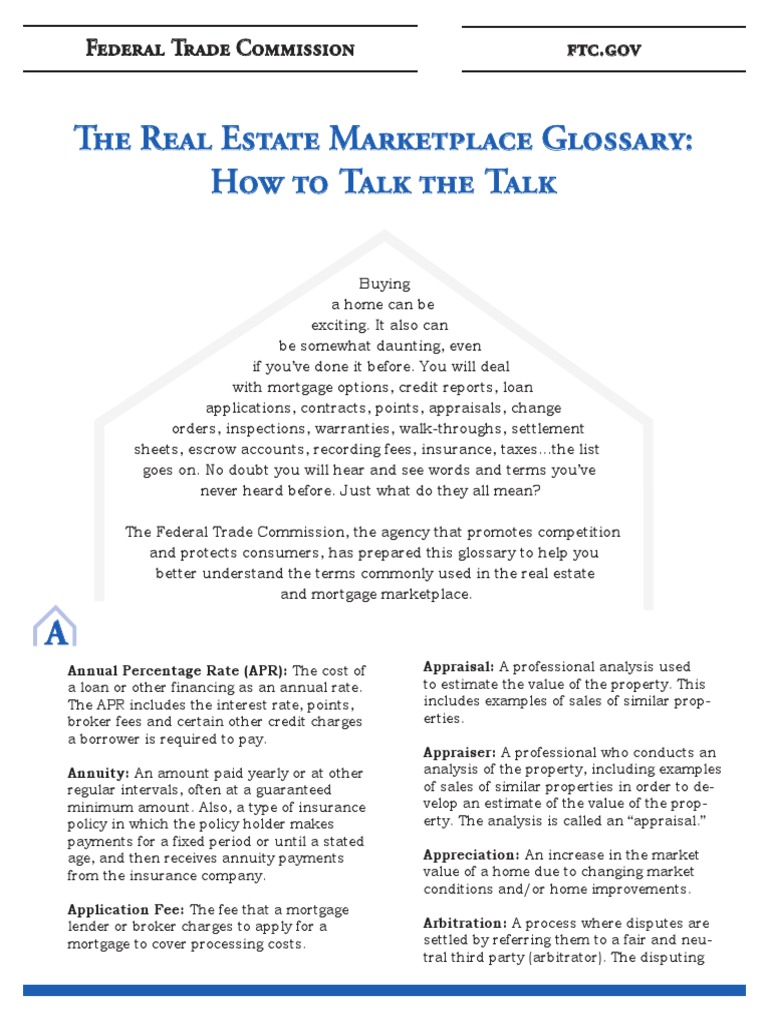 The Real Estate Marketplace Glossary: How To Talk The Talk: Federal ...
