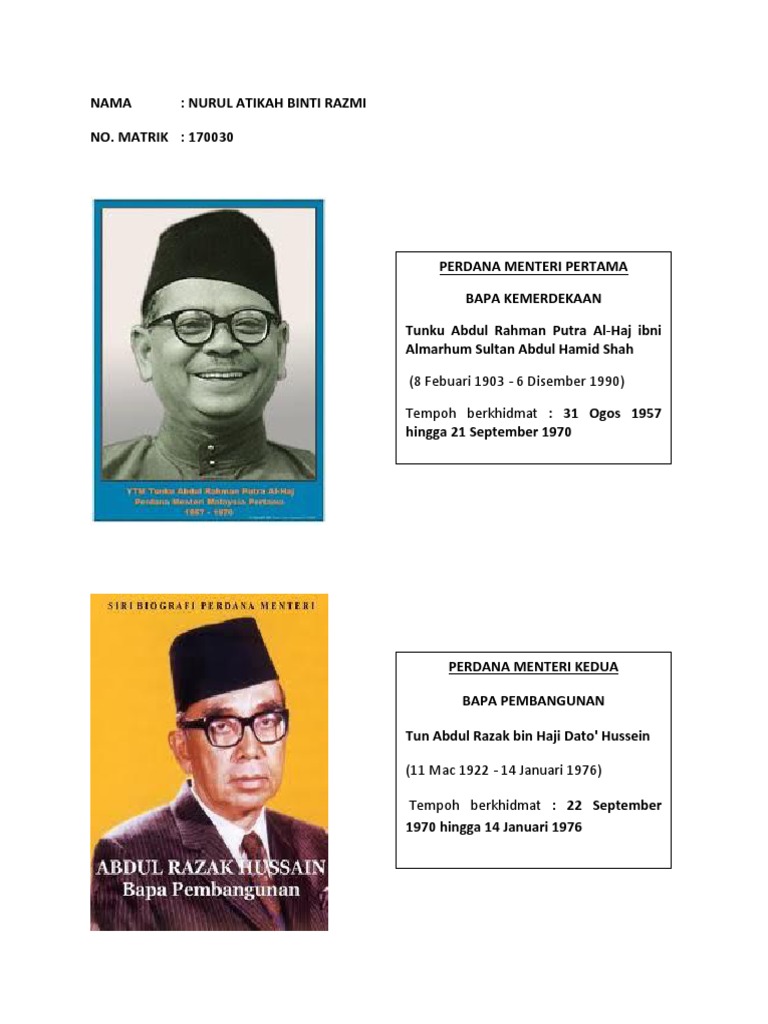 Nama Perdana Menteri Malaysia | PDF