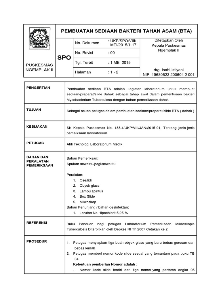 8.1.1.a SPO Pembuatan Slide BTA | PDF