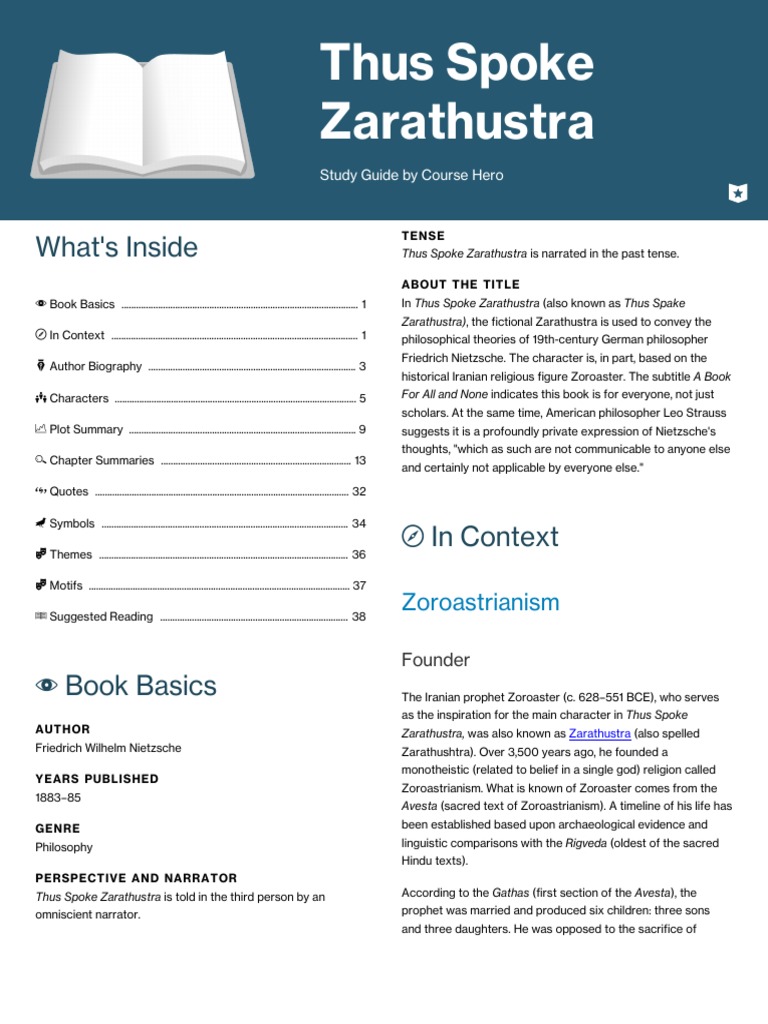 Thus Spoke Zarathustra | PDF | Zoroastrianism | Friedrich Nietzsche