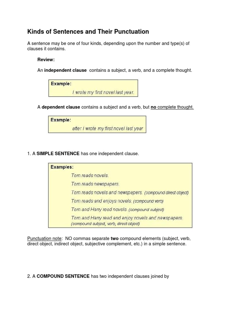 Kinds of Sentences and Their Punctuation | PDF | Clause | Grammar