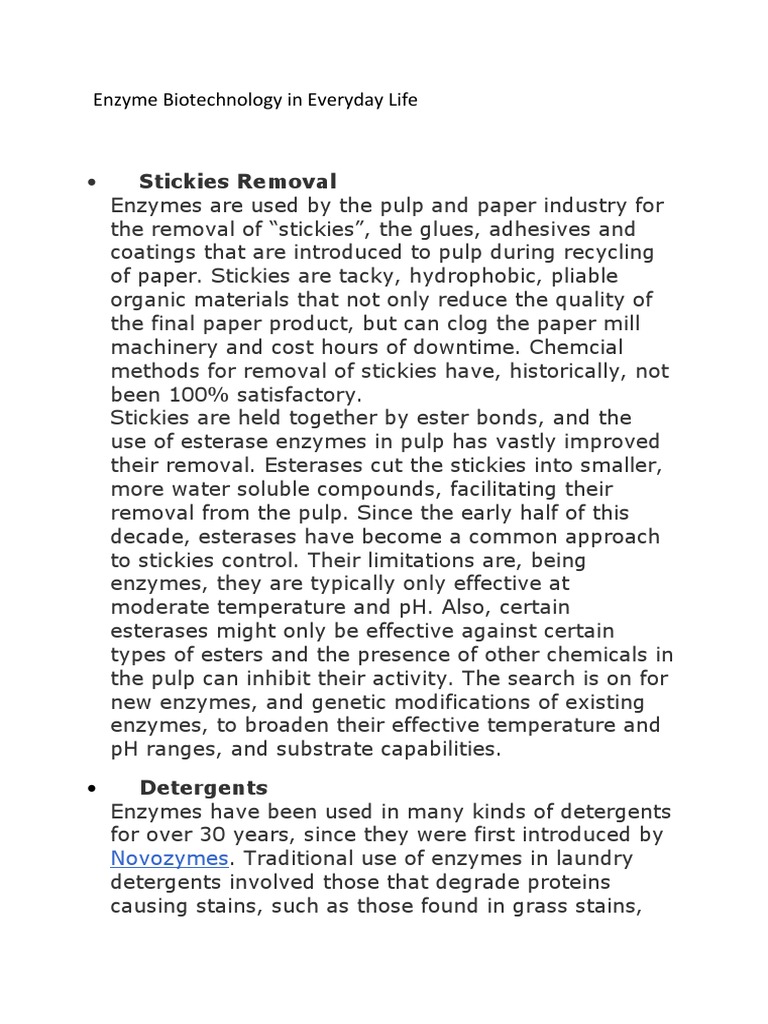 Enzyme Biotechnology in Everyday Life | PDF | Milk | Catalase