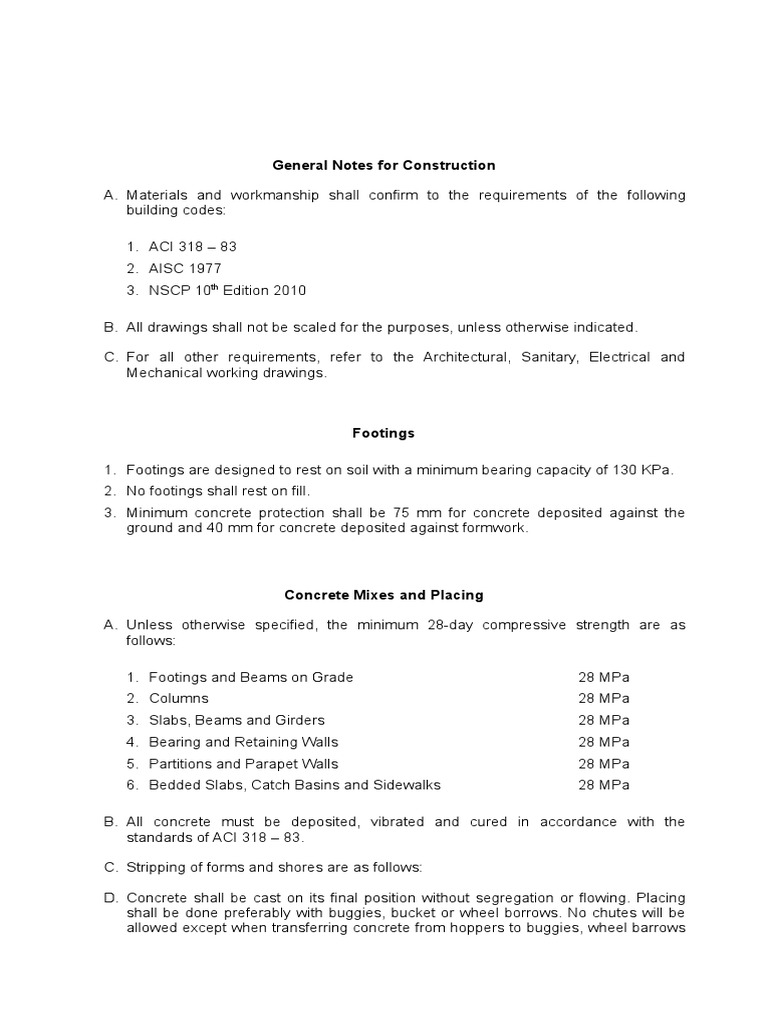 General Notes For Construction | PDF | Beam (Structure) | Structural Steel