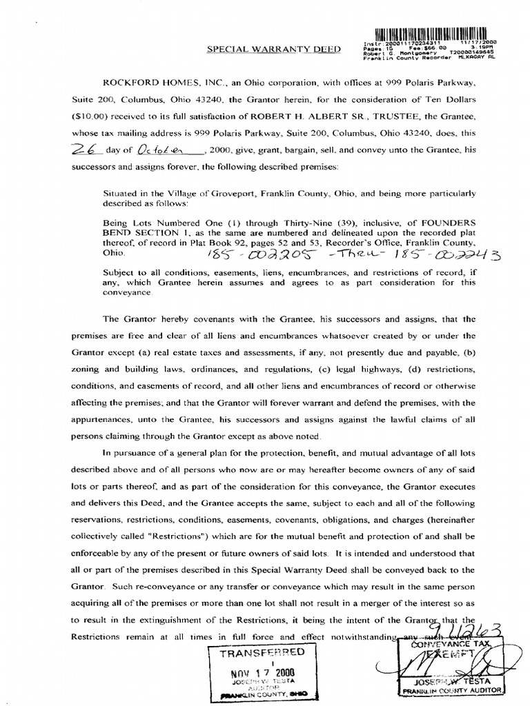 Deed Restrictions-Unlocked | PDF | Covenant (Law) | Easement