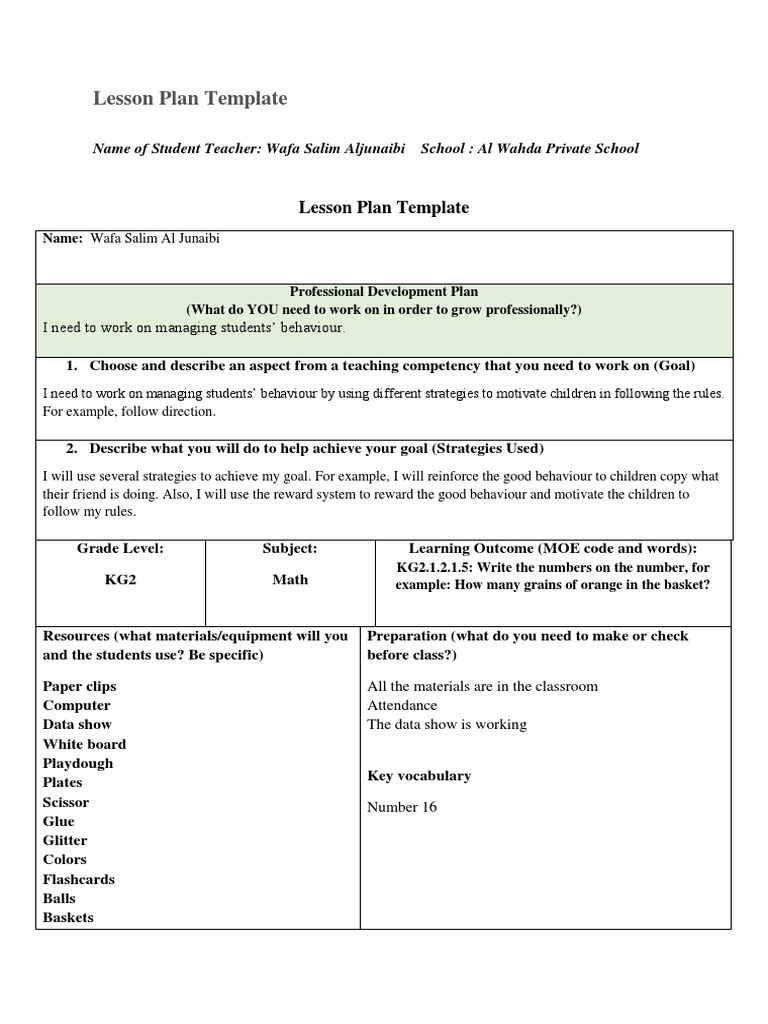 Lesson Plan Number 16 | PDF | Lesson Plan | Teachers
