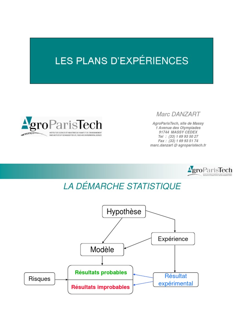 Plans D Exp Riences Marc Danzart | PDF | Plan d'expériences | Expérience