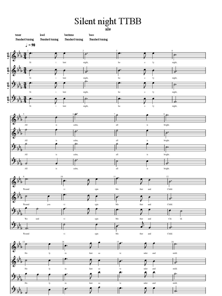 Silent Night TTBB Barbershop As Sung by British Barbershop Boys | PDF ...