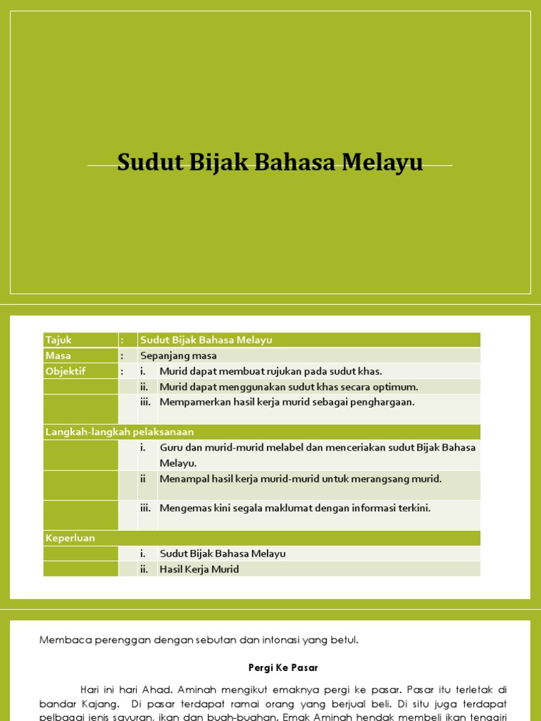 Sudut Bijak Bahasa Melayu | PDF