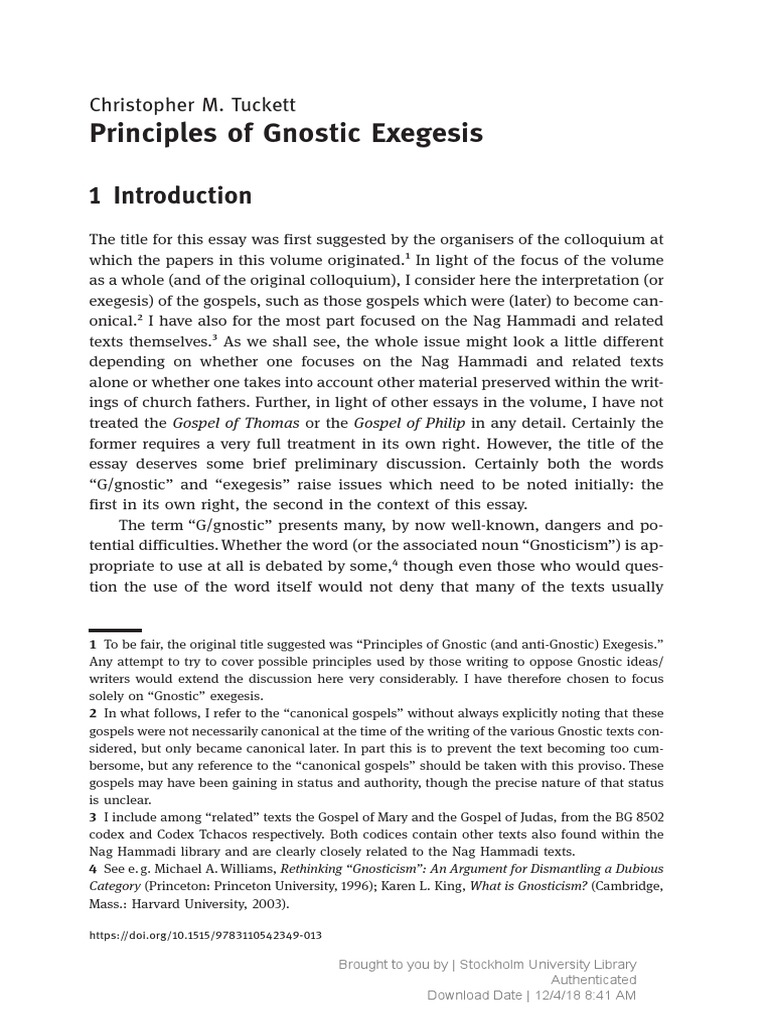 Examining the Interpretation and Use of Gospel Texts Among Gnostic ...
