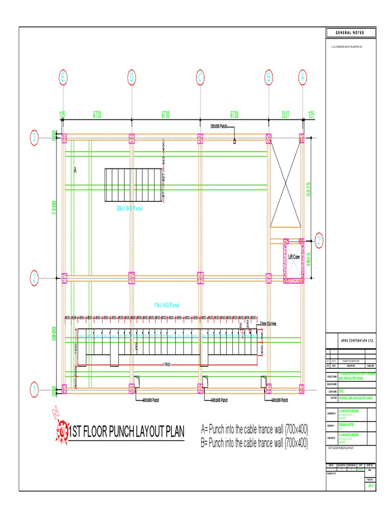 Ist Floor Punch Layout With Beam-Layout1 | PDF