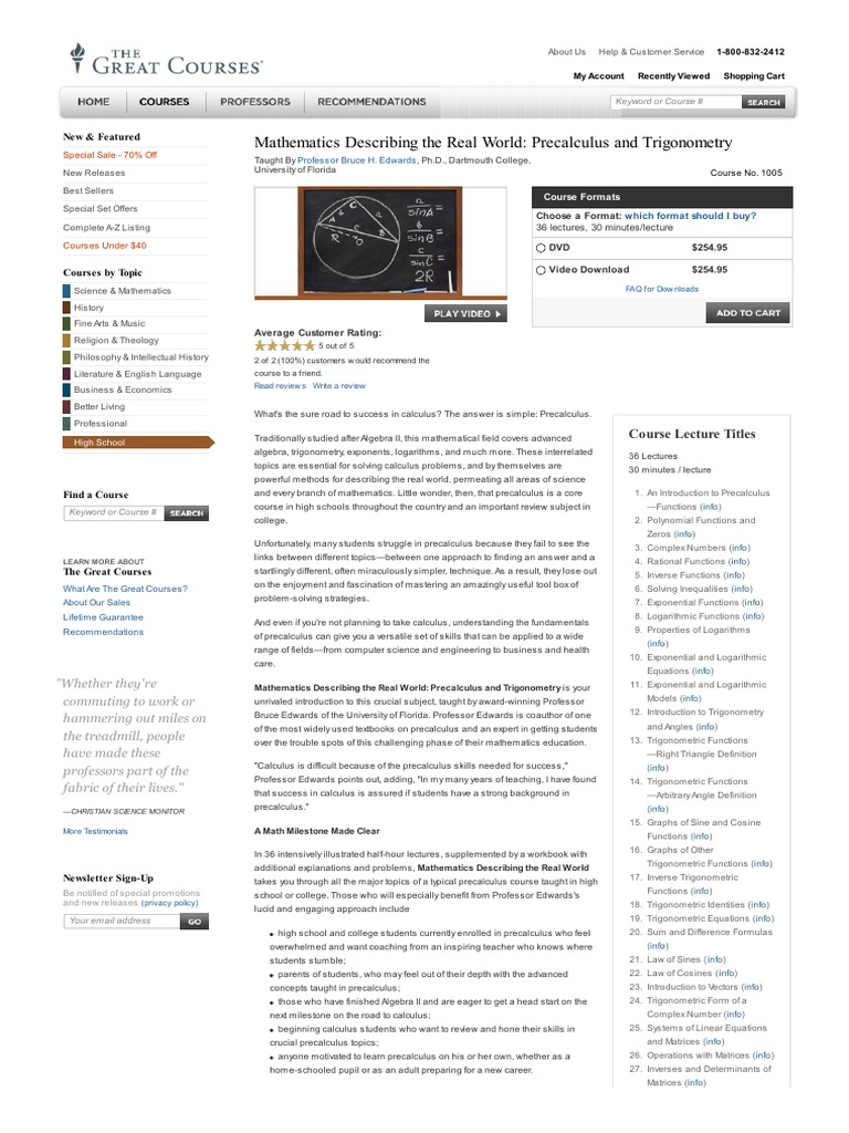 Precalculus and Trigonometry (Description) PDF | PDF | Precalculus ...