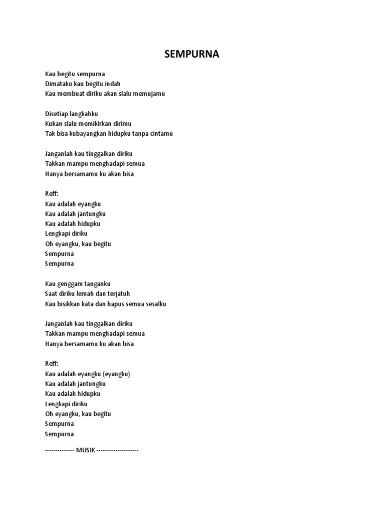 Lirik Lagu Sempurna | PDF