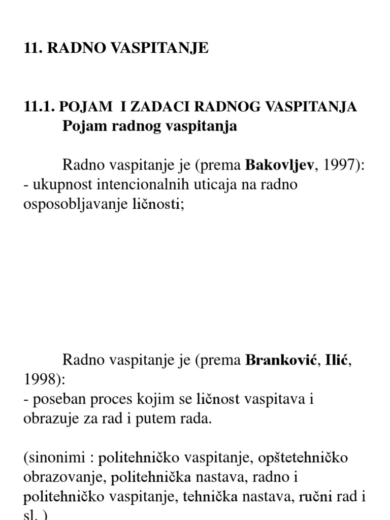 Radno Vaspitanje PDF | PDF