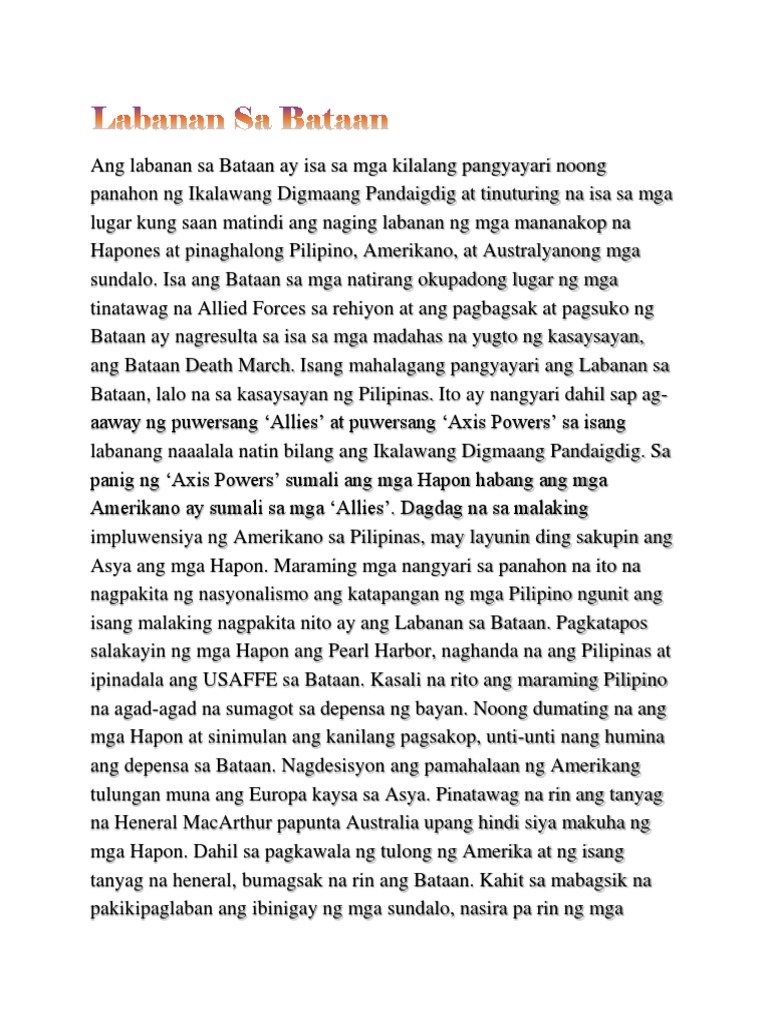 Labanan Sa Bataan | PDF