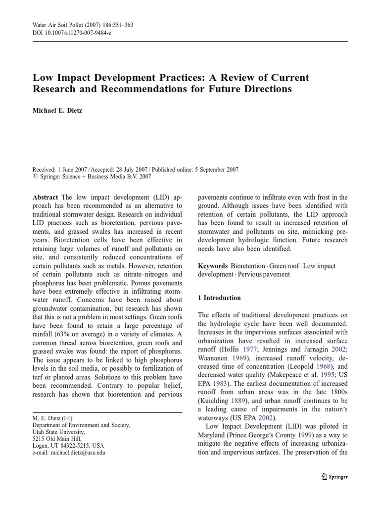 Low Impact Development Practices: A Review of Current Research and ...