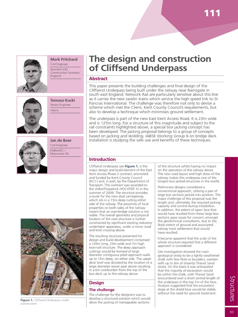 111 - The Design and Construction of Cliffsend Underpass PDF | PDF ...
