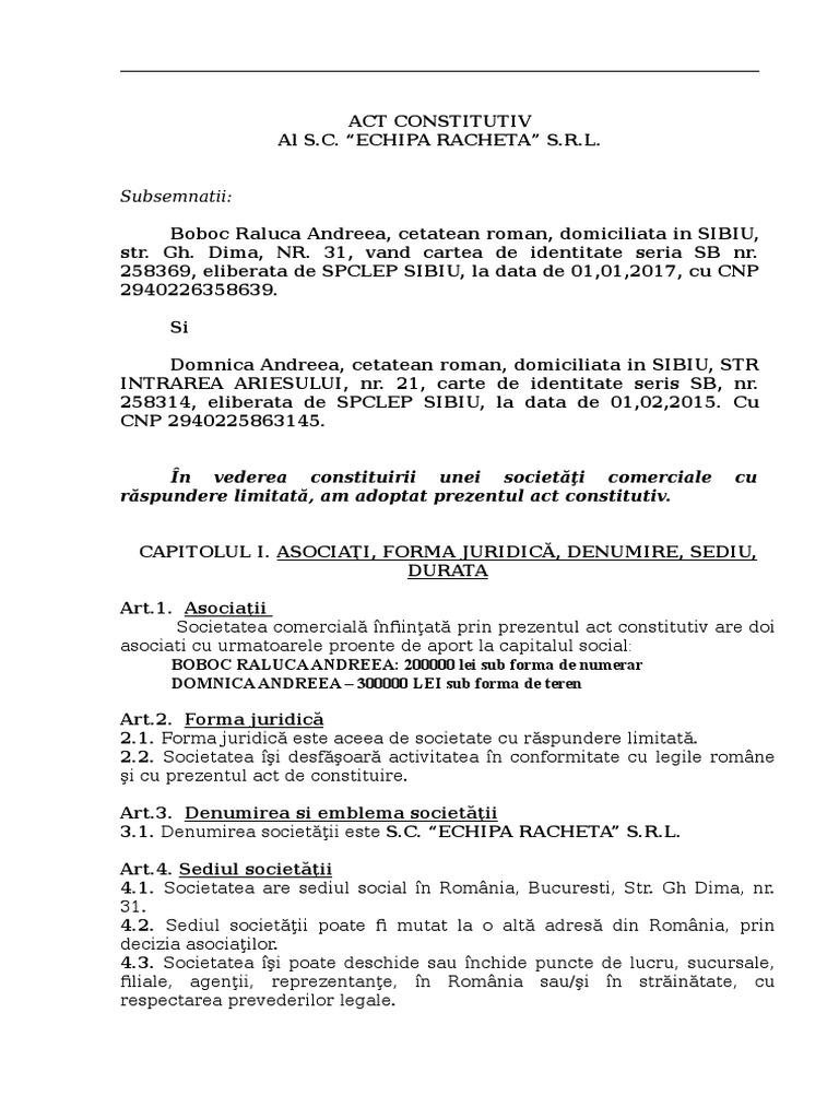 Act Constitutiv | PDF