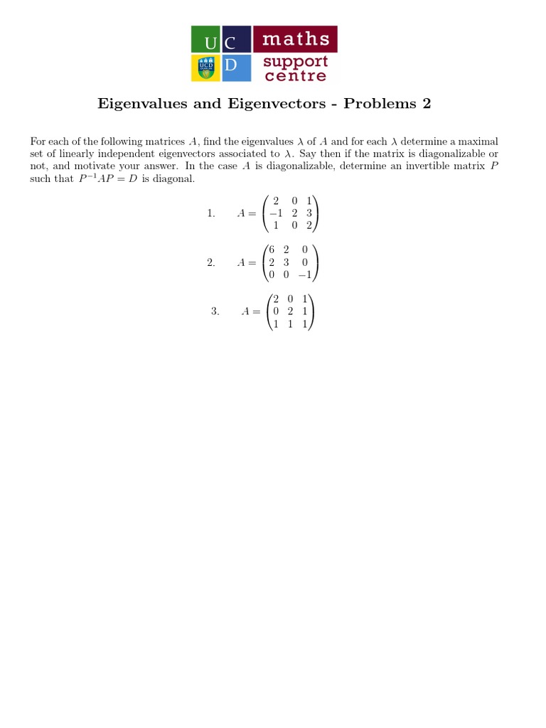 Eigenvalues and Eigenvectors Problems 2 | PDF | Eigenvalues And Eigenvectors | Theoretical Physics
