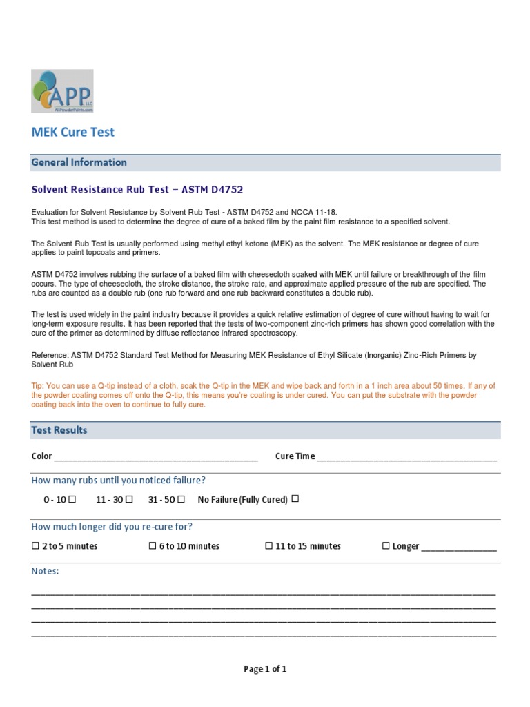 MEK Cure Test Guide | PDF | Paint | Industrial Processes