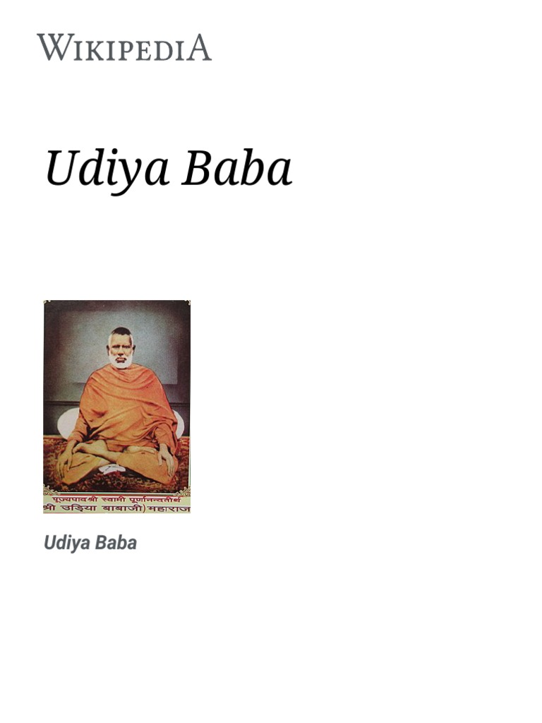 Udiya Baba - Wikipedia | PDF | Indian Religions | Hindu Philosophy