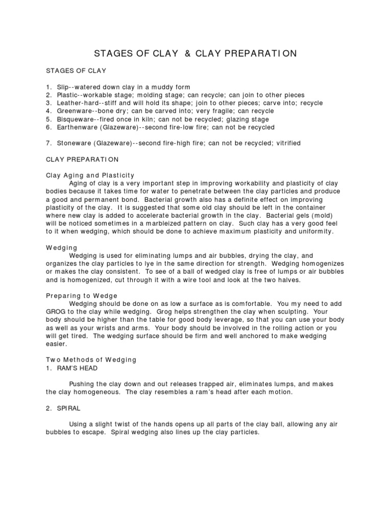 Stages Clay Prep Wedging | PDF