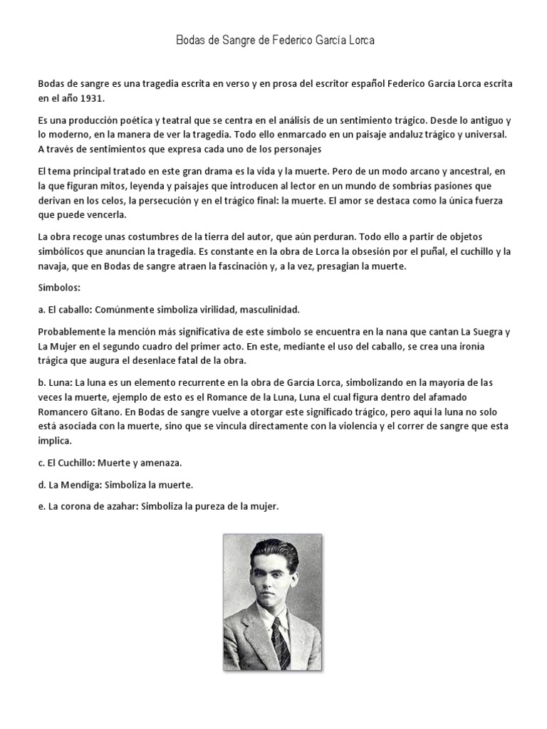Bodas de Sangre de Federico García Lorca | PDF