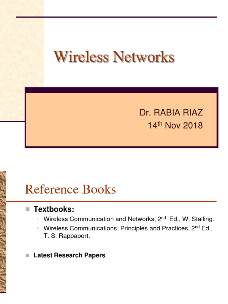 Lec1 WN Introduction (13!11!2018) (Dr. Rabia Riaz) | PDF | Signal To Noise Ratio | Radio Spectrum