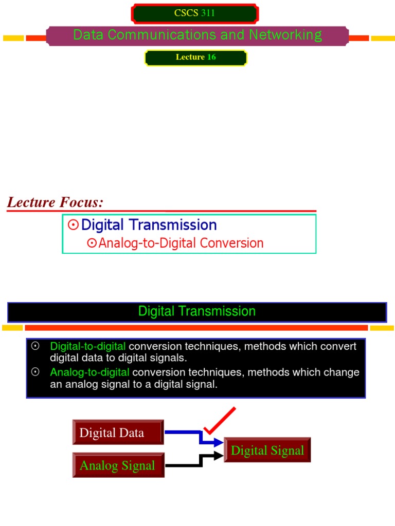 Data Communications And Networking Digital Transmission Pdf Analog To Digital Converter