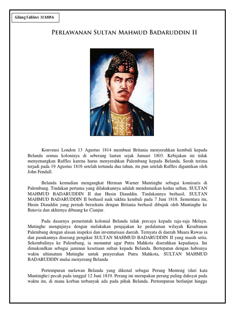 Perlawanan Sultan Mahmud Badaruddin II | PDF | Perjalanan | Sejarah