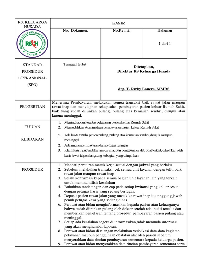 Sop Kasir | PDF