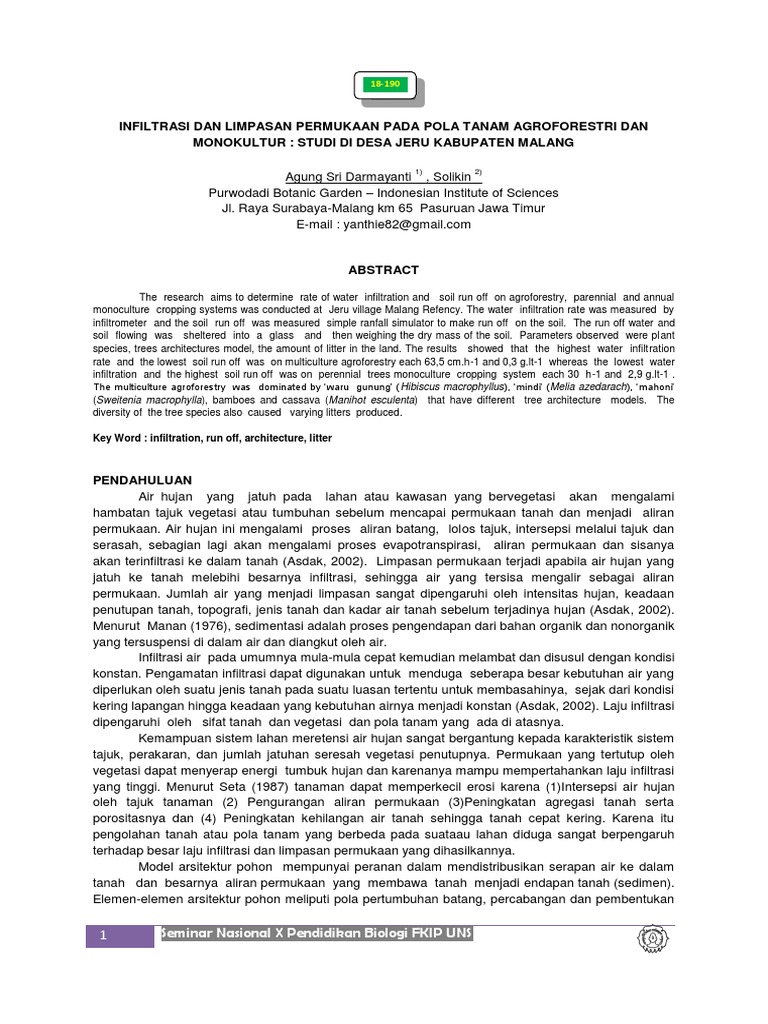 ID Infiltrasi Dan Limpasan Permukaan Pada P | PDF